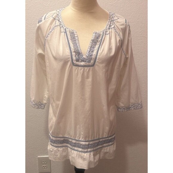 new directions | Tops | New Directions Shirt Womens3 Sleeves White Blue ...